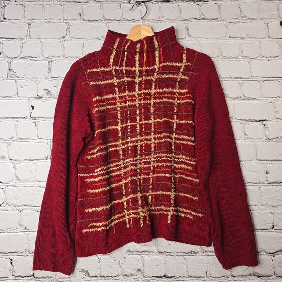 Sigrid Olsen | Sweaters | Vintage Sigrid Olsen Silk Blend Red Gold Mock ...
